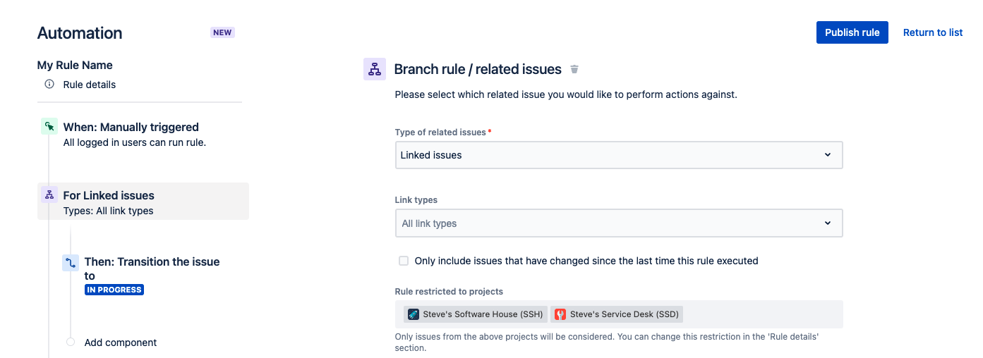 Solved: Automation - status change (linked issue)