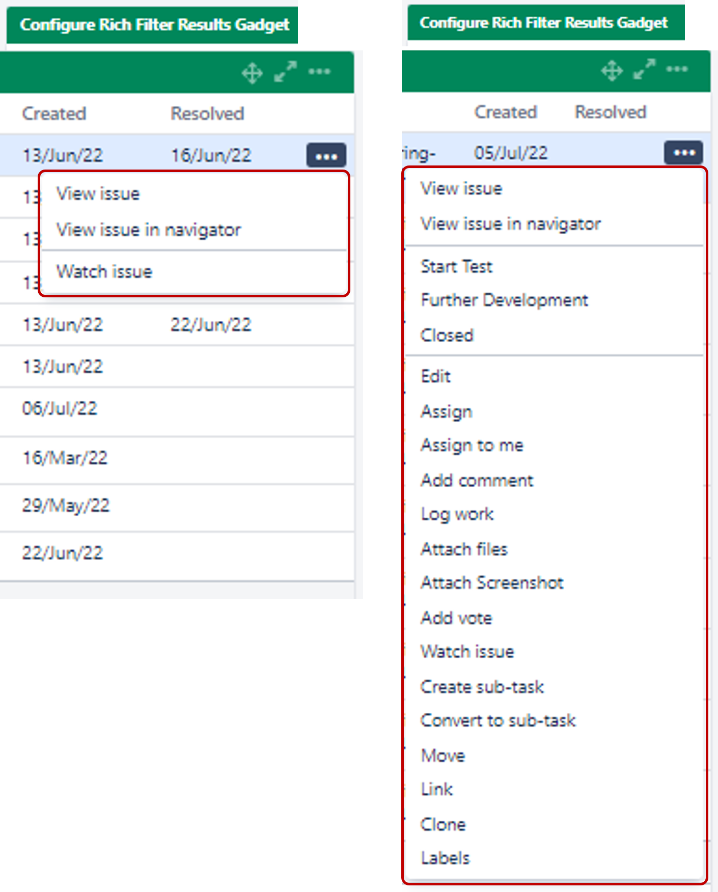 Solved: Rich Filter Results Gadget - Issues Actions