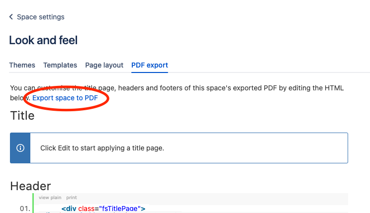 PDF export customization