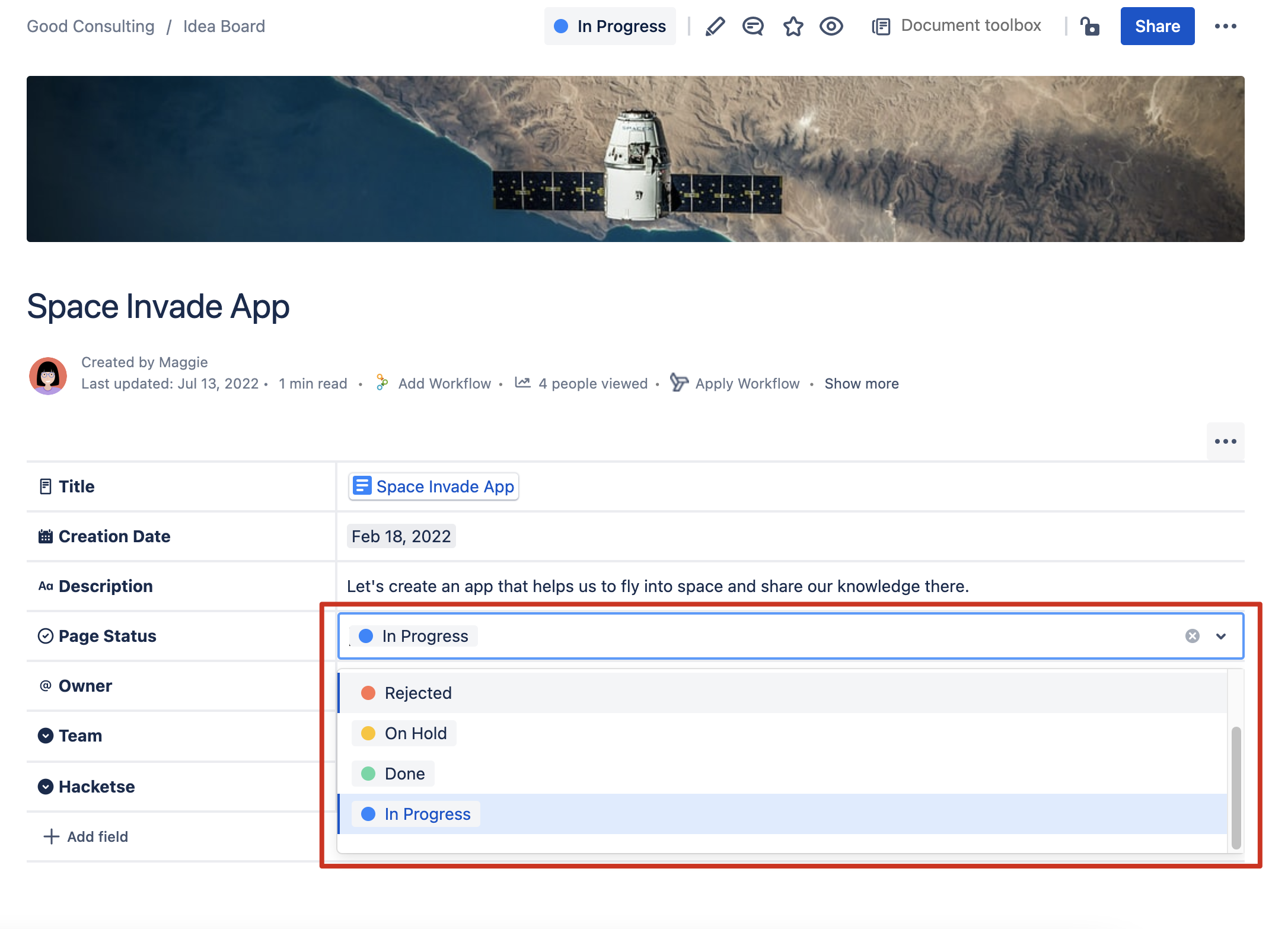 Page status, a new way to keep your team informed! - Atlassian Community