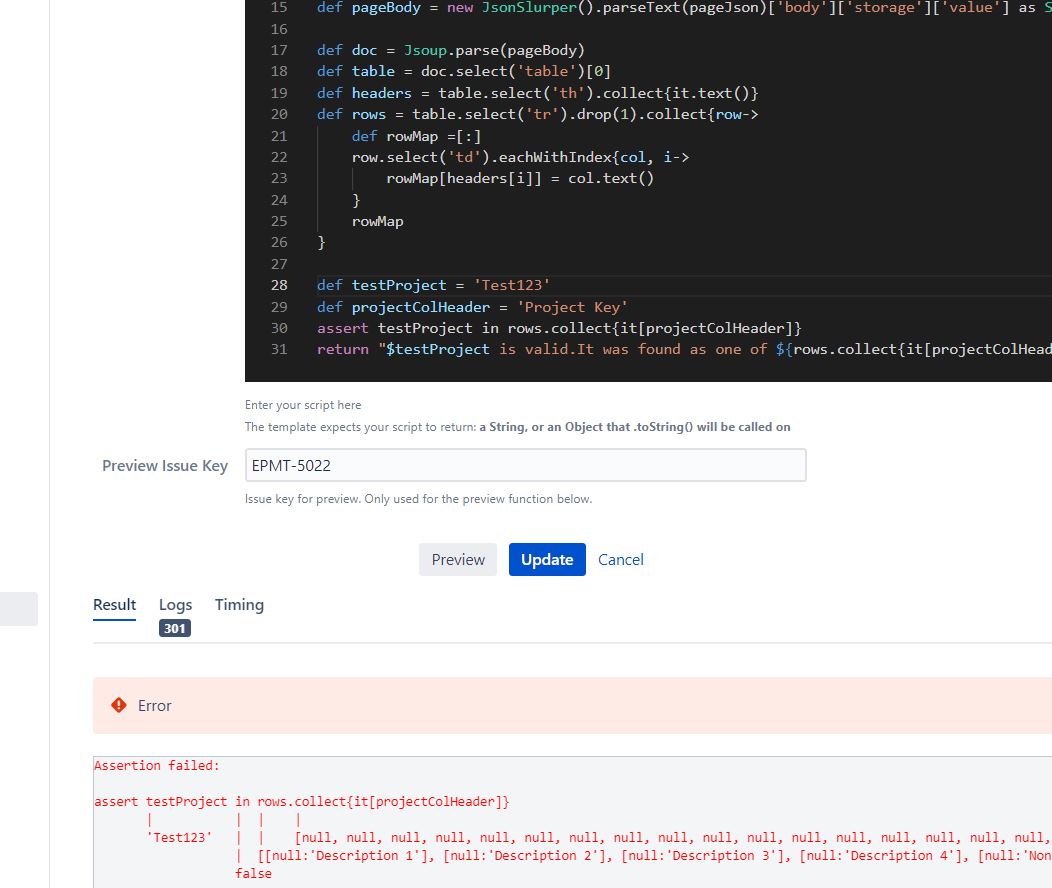 Groovy Script to validate data in text fields