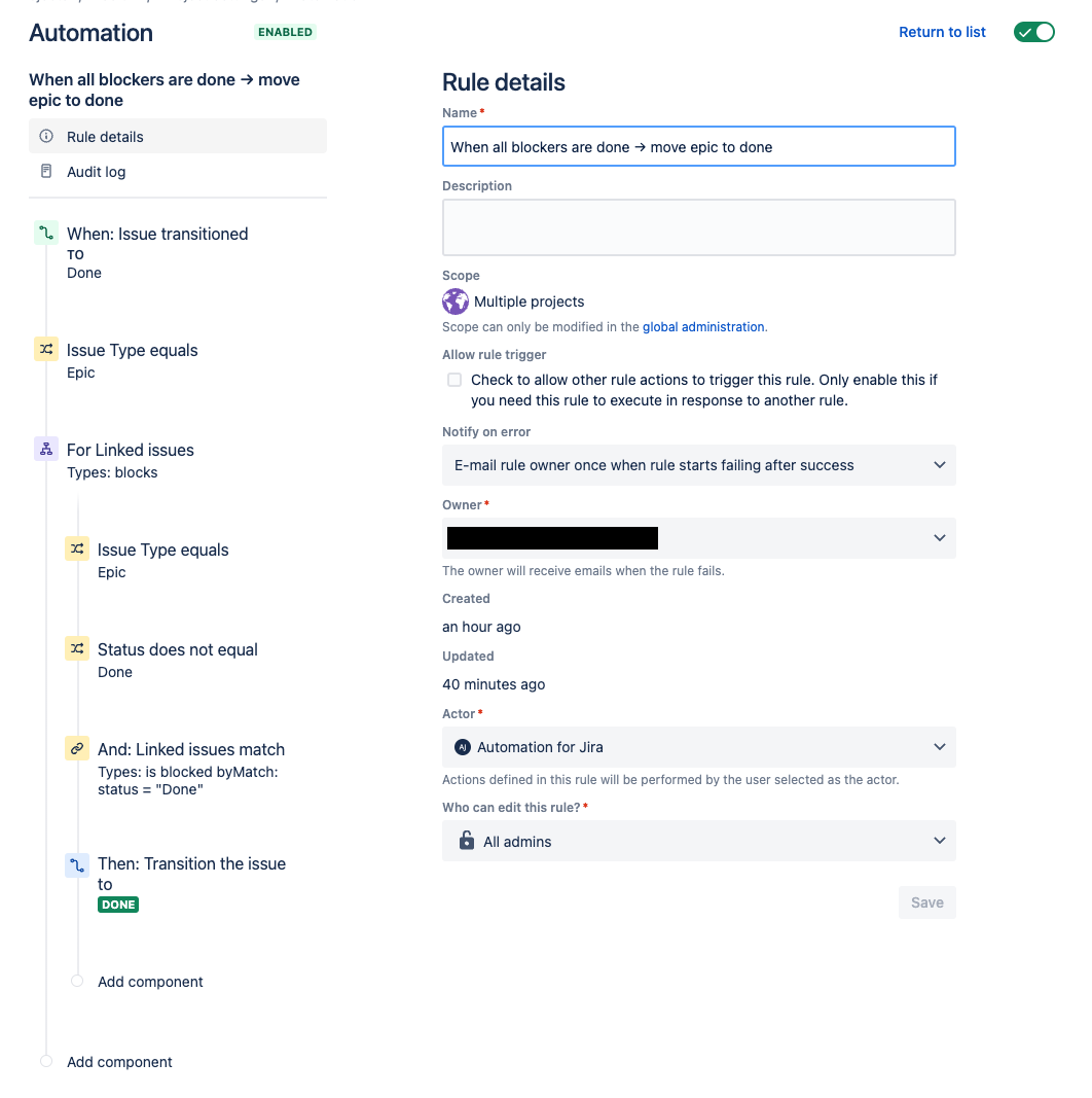Automatically update an epic status based on the s...