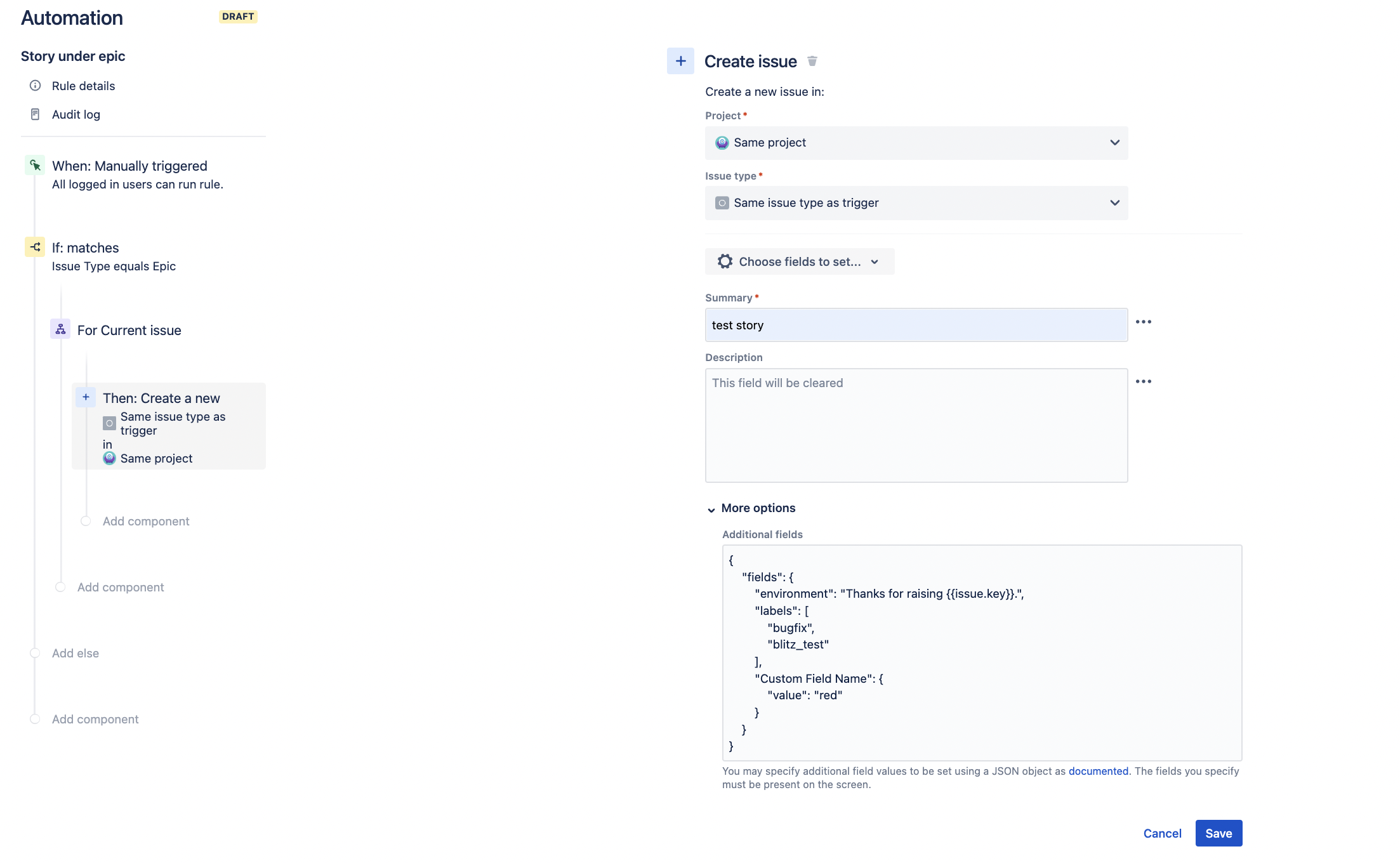 Solved: Jira automation - create child story in epic by ma...