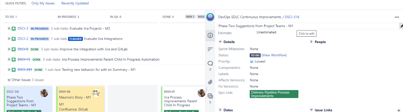 Control Edit of Summary on Board Issue Layout View