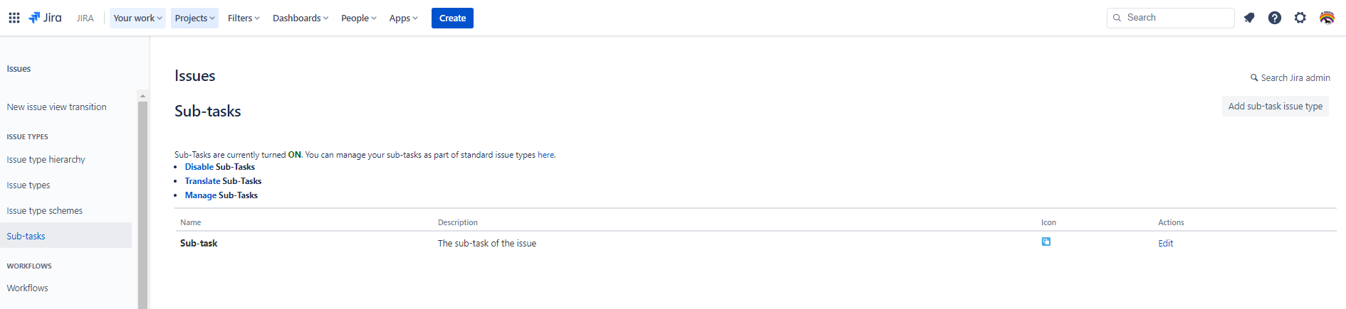 Can no longer create a sub task