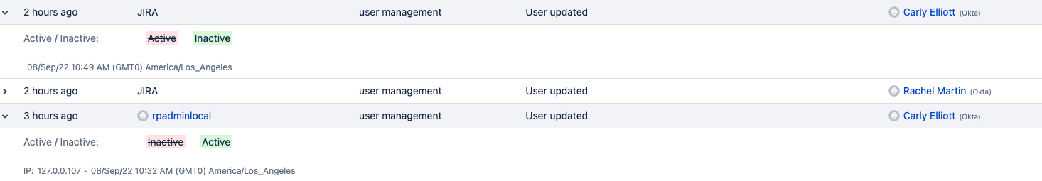 Users showing Inactive