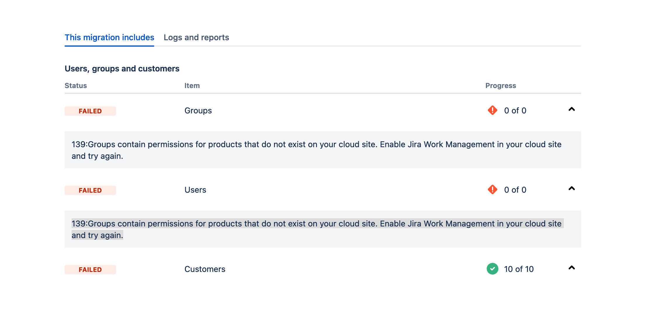 Solved Cloud Migration Tool Error Jira Work Management I