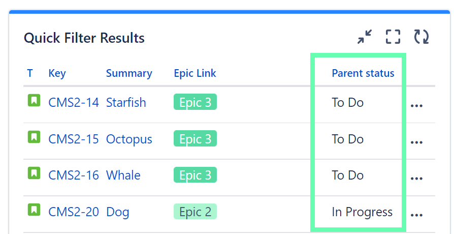 Solved: How to filter by the Epic Link of parent