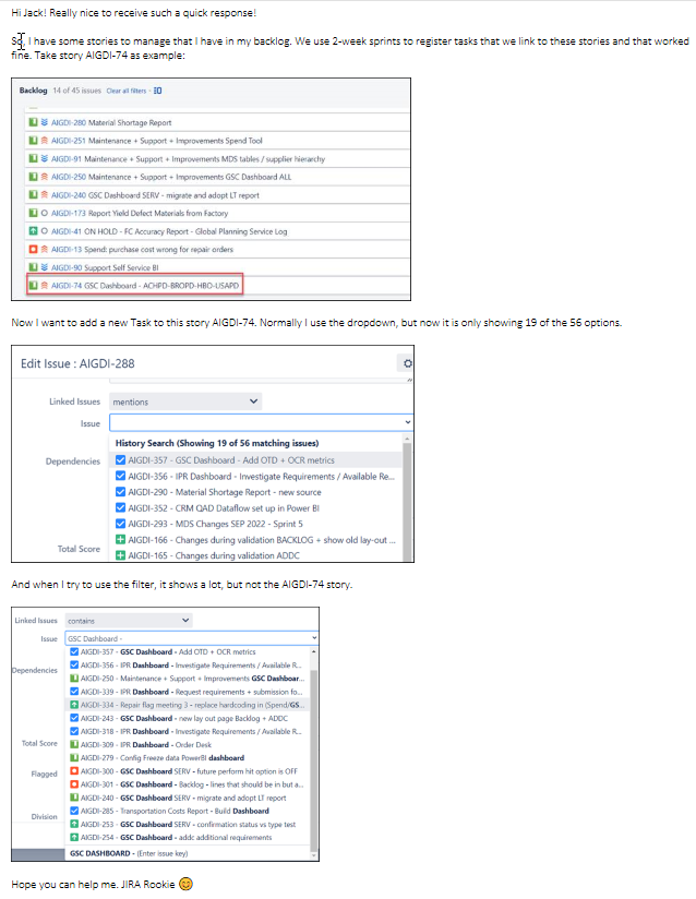 The linked issue list only shows part of the full ...