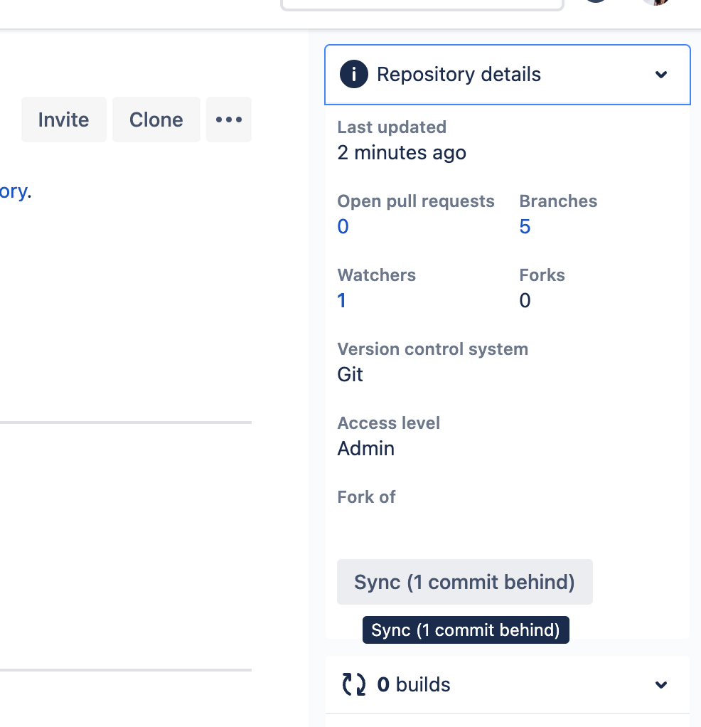 How to fork sync in btibucket cloud