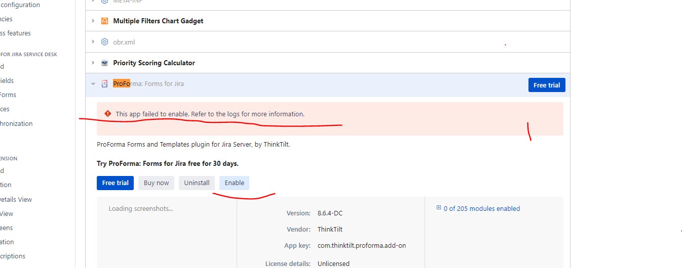 plugin version error of proforma-add-on-8.6.4-dat...