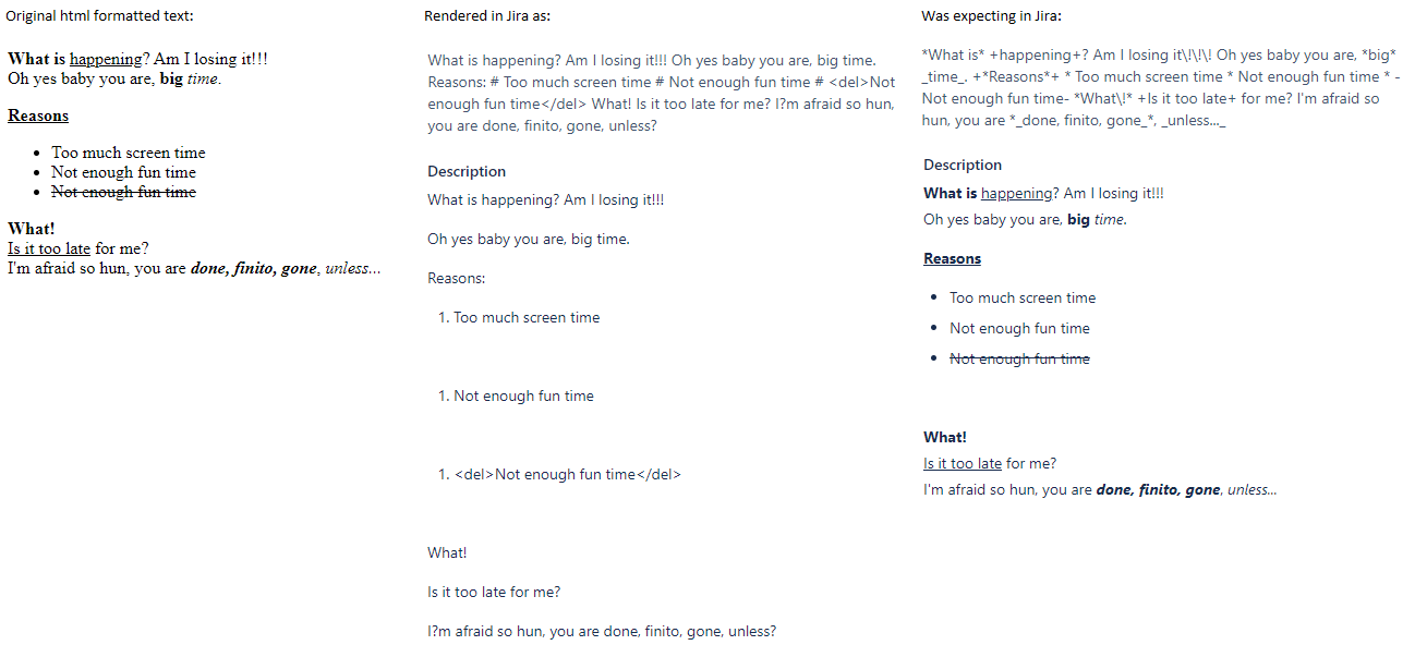 Convert HTML to Jira WikiMarkup - Atlassian Community