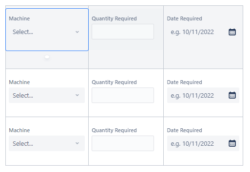 Adding item, quantity and date required to a servi...