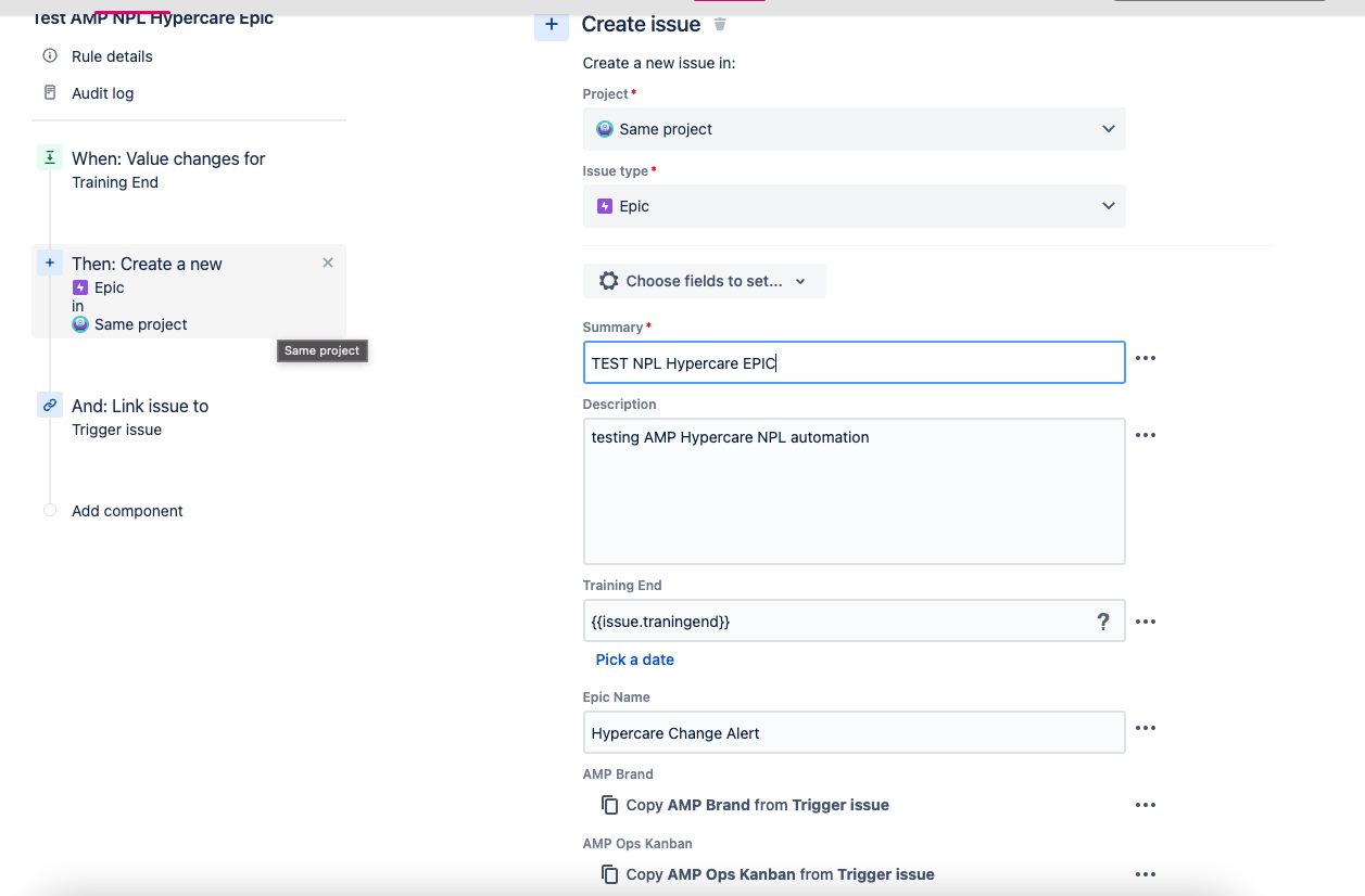 How to get Epic Link to display on Trigger Issue