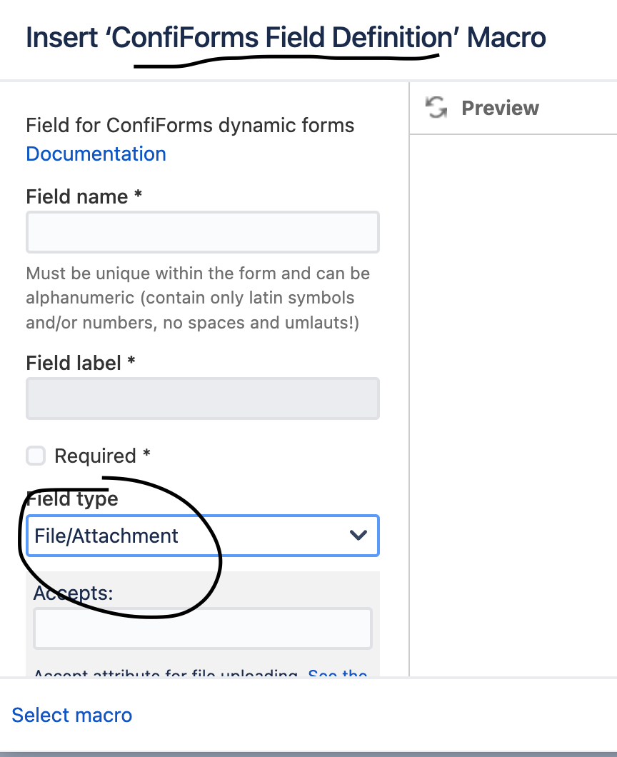 Attachments using ConfiForms
