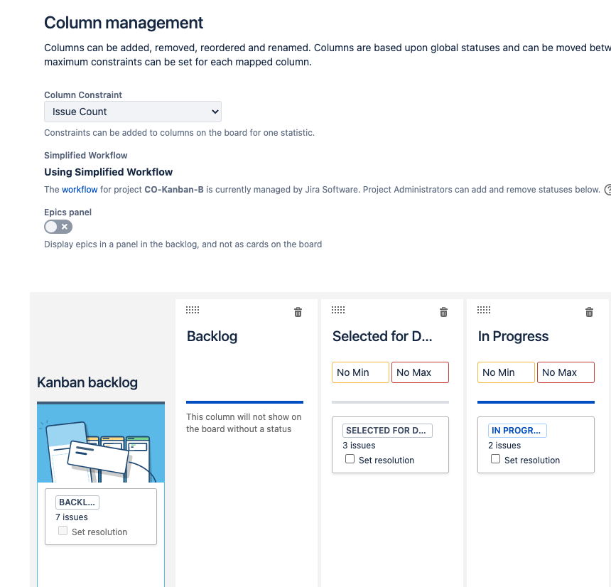 Items in the backlog, which status could they have...