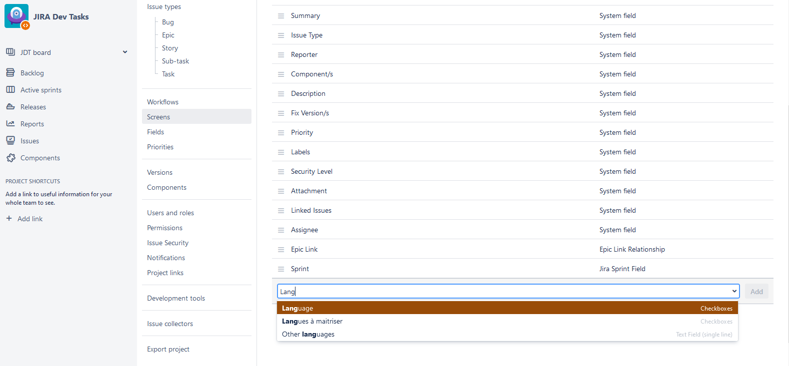 Check Box Menu for Language