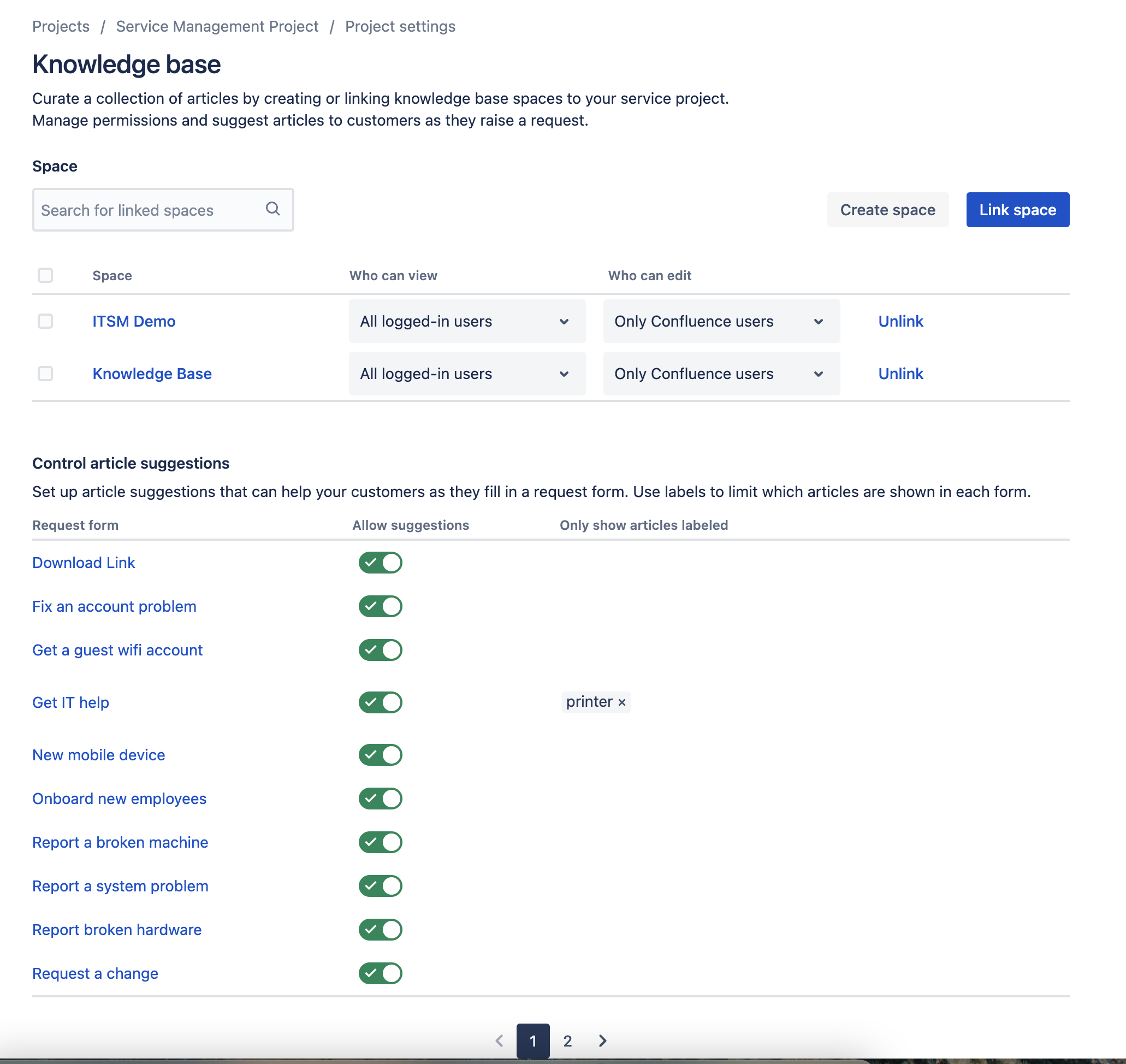 Jira Knowledge Base Link Limitation
