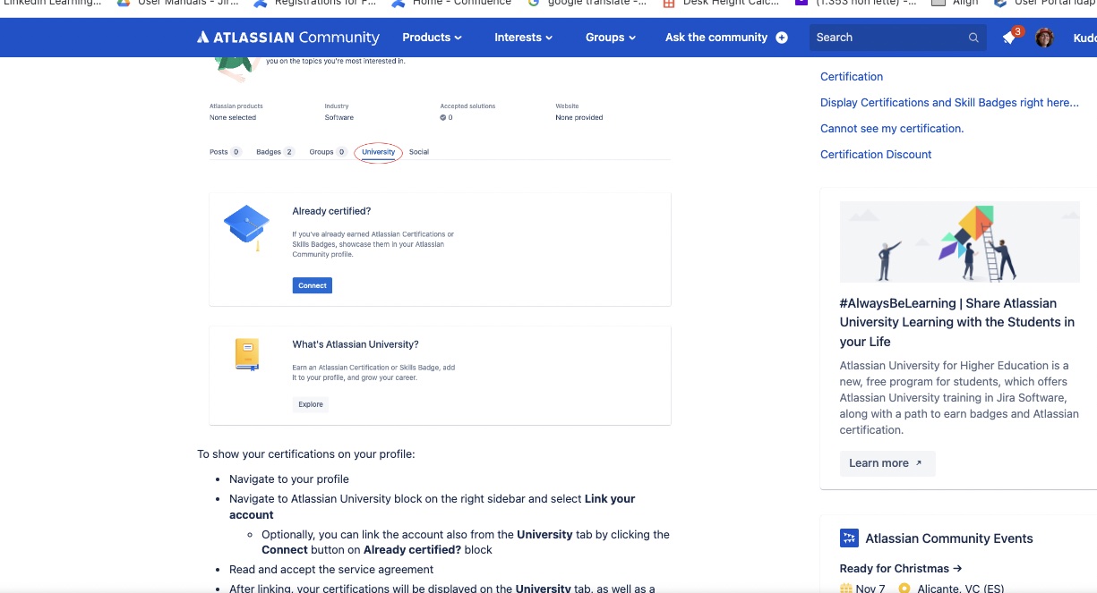 Badges from Atlassian University can be added in t...