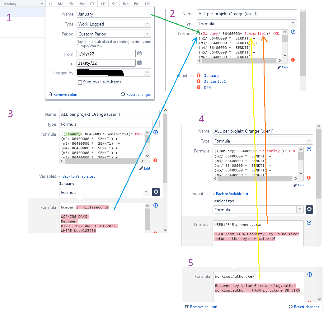 Structure Formula: Work Logged Column with User Pr...