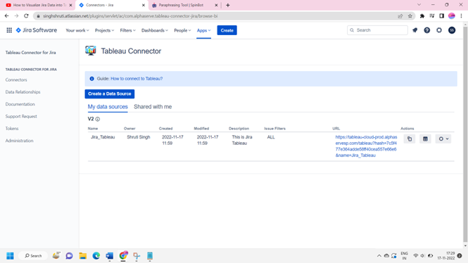 Tableau connector for Jira