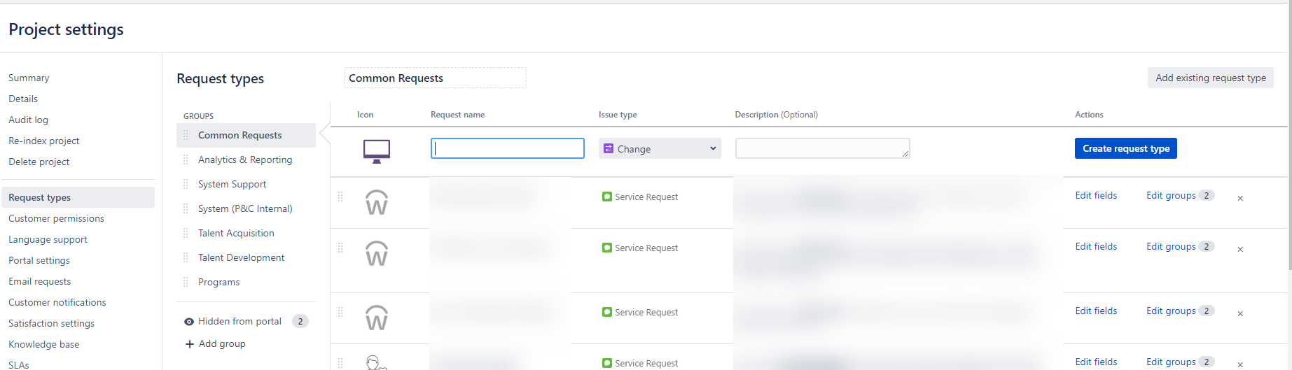 Request Form on customer portal not populating