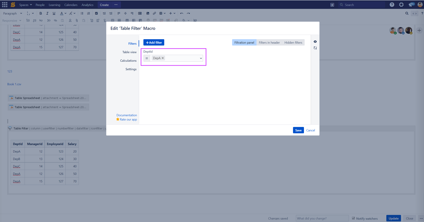 Solved: How to set default filters on Table Filter macro