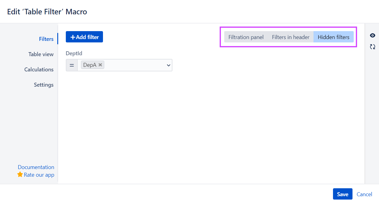 Solved: How to set default filters on Table Filter macro