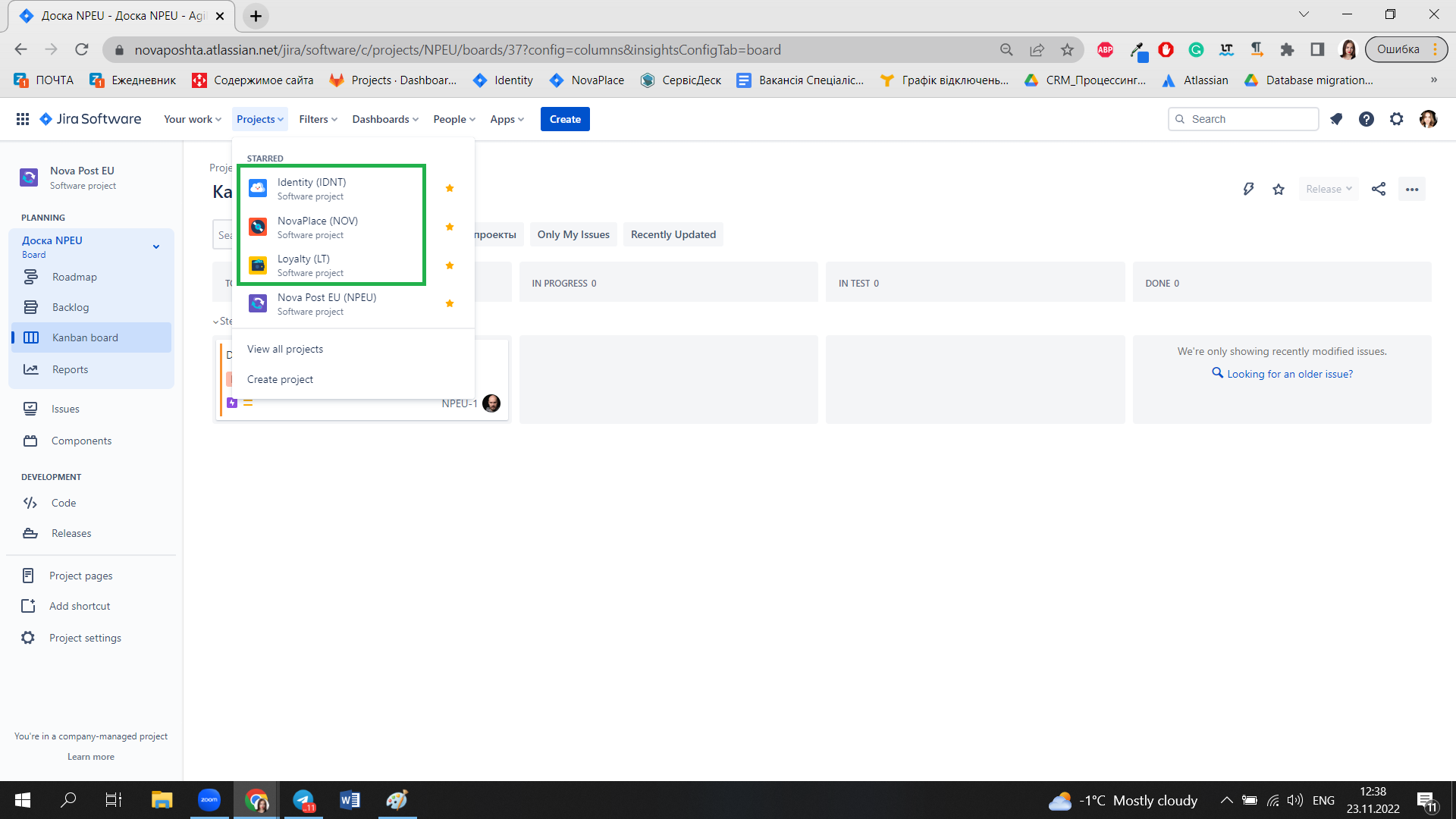 how combine few projects into one dashboards