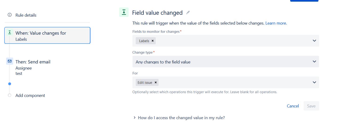 Jira Automation - Email notification when label is...