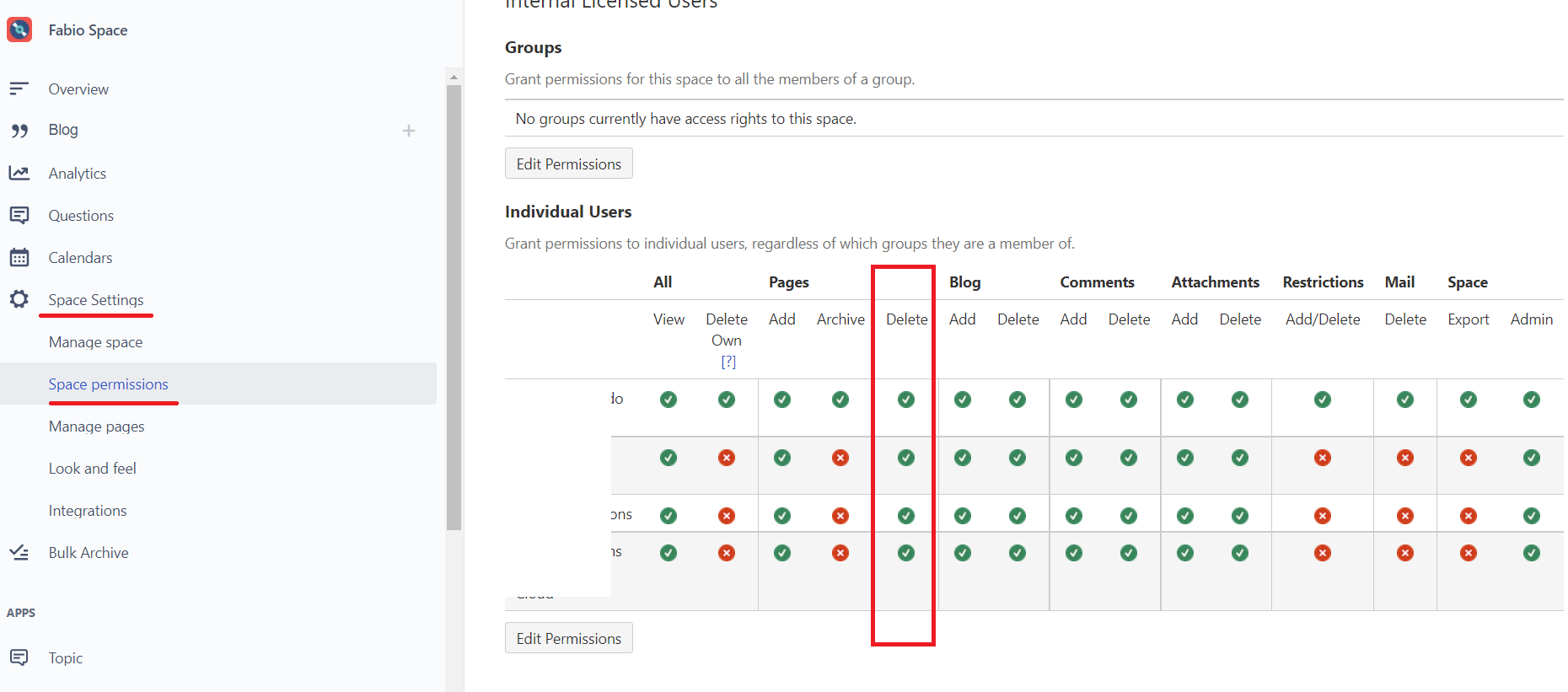 Solved: cannot delete confluence page with admin rights