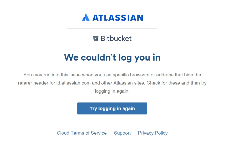 Solved: not able to log in to bitbucket