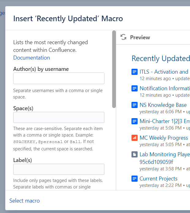Solved: Recent Update macro for Page and children only