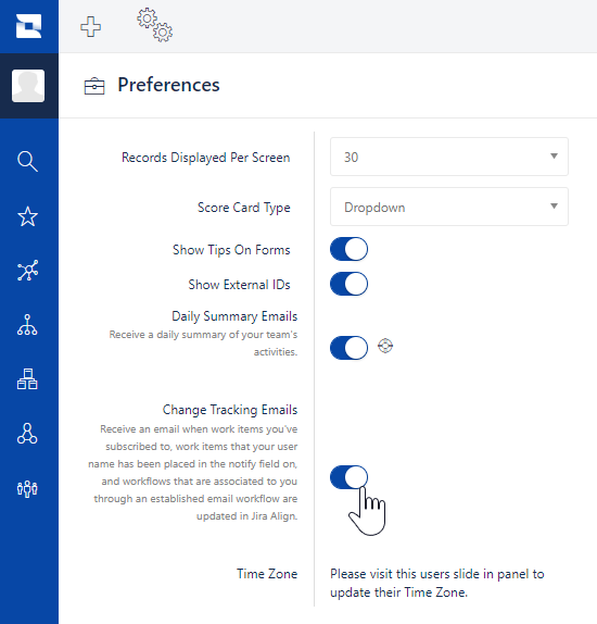 Jira Align User Preferences