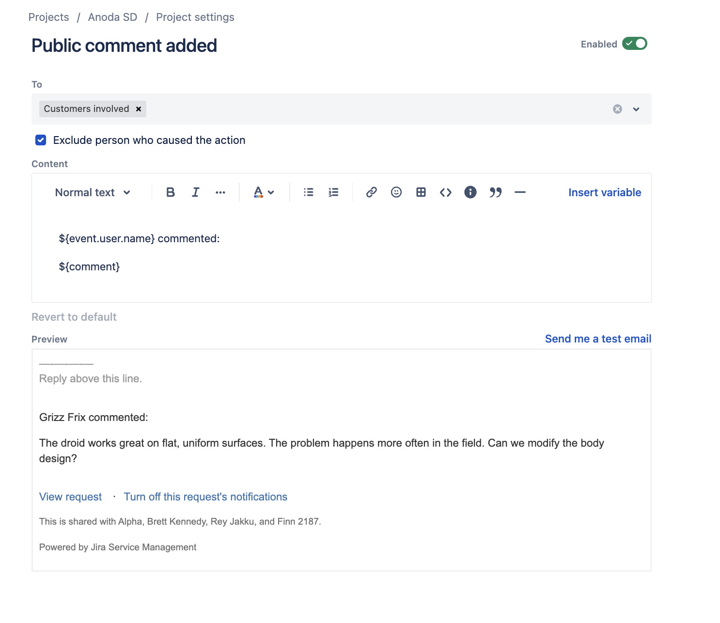 Comments not showing in email notification
