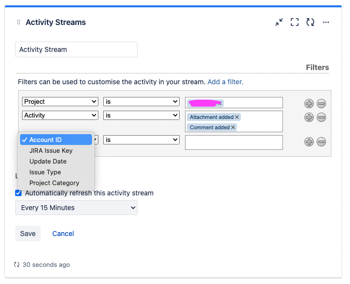 How to properly filter Activity Stream Gadget by W...
