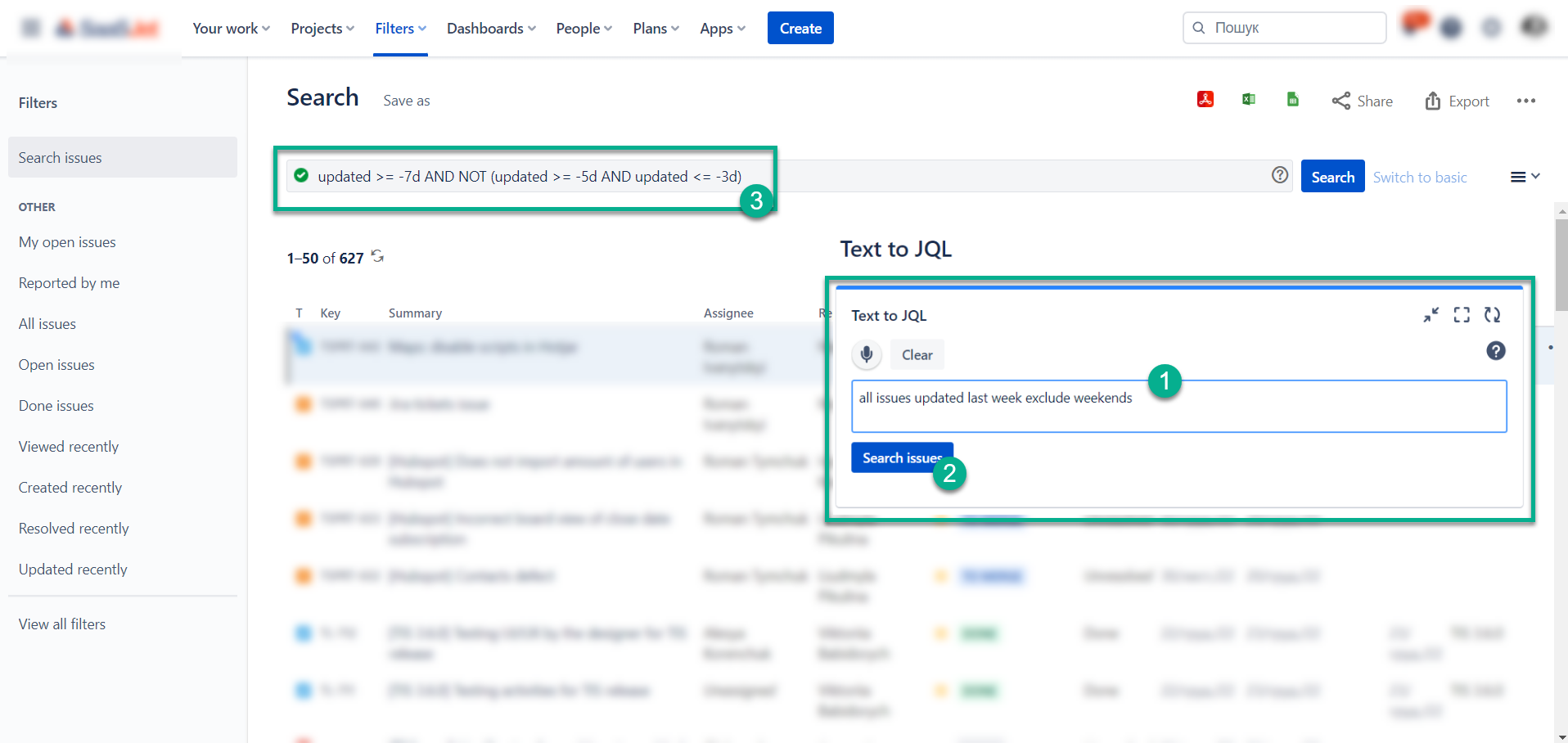 JQL Query for Date Ranges excluding Weekends