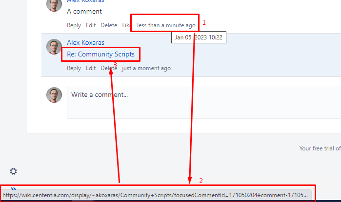 Is it possible to use anchor in the comment on bel...