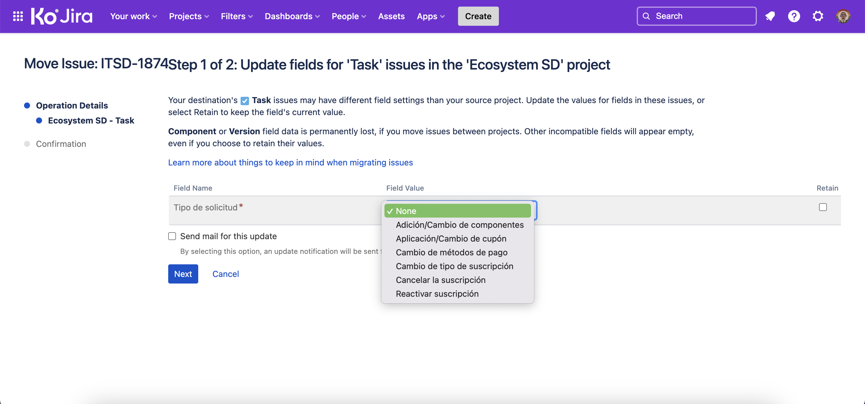 How to make a custom field mandatory while moving ...