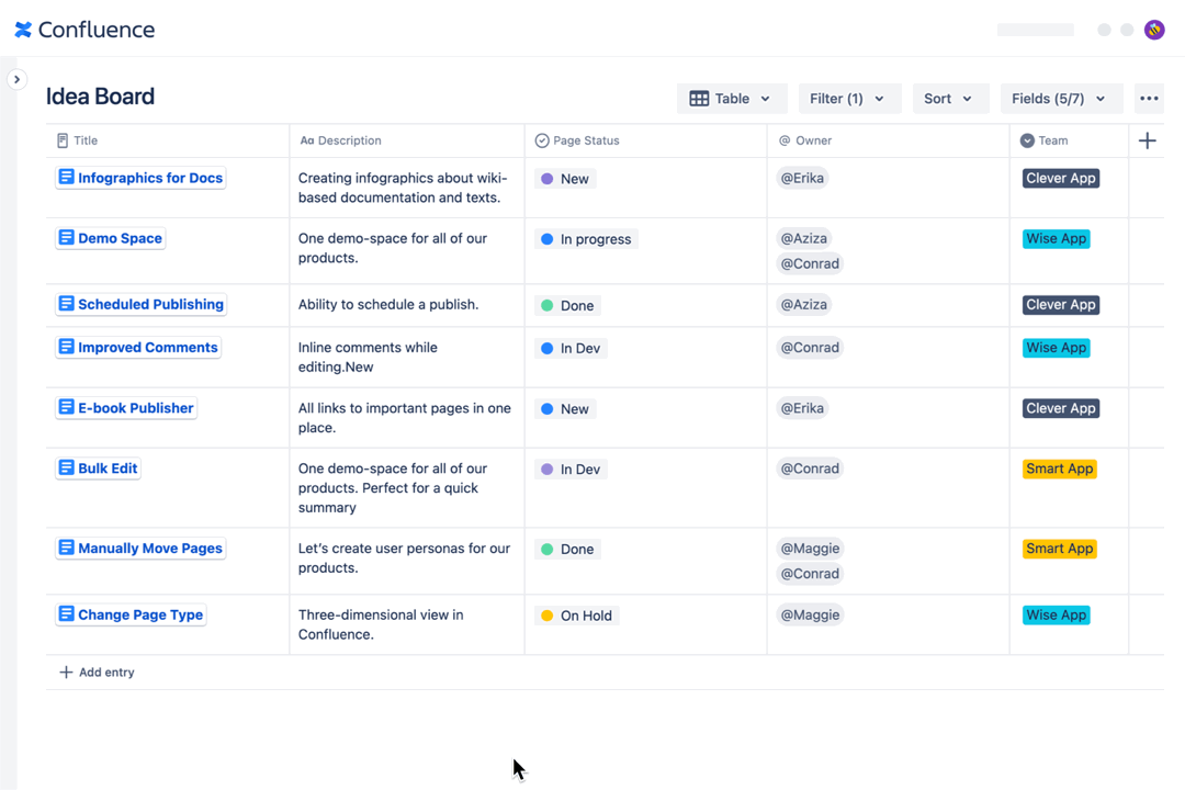 Static table with dynamic content