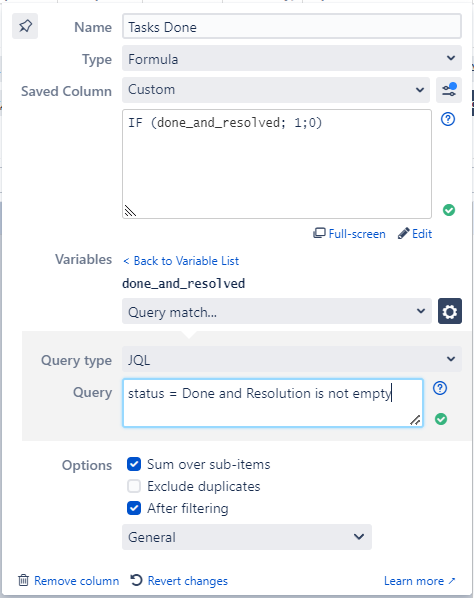 Solved: Count Done issues in JIRA structure
