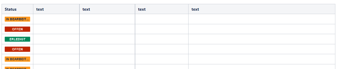 colour table row formatting depending on status ma...