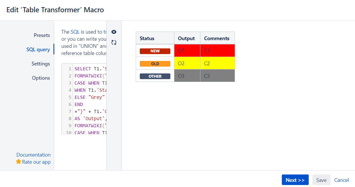 colour table row formatting depending on status ma...