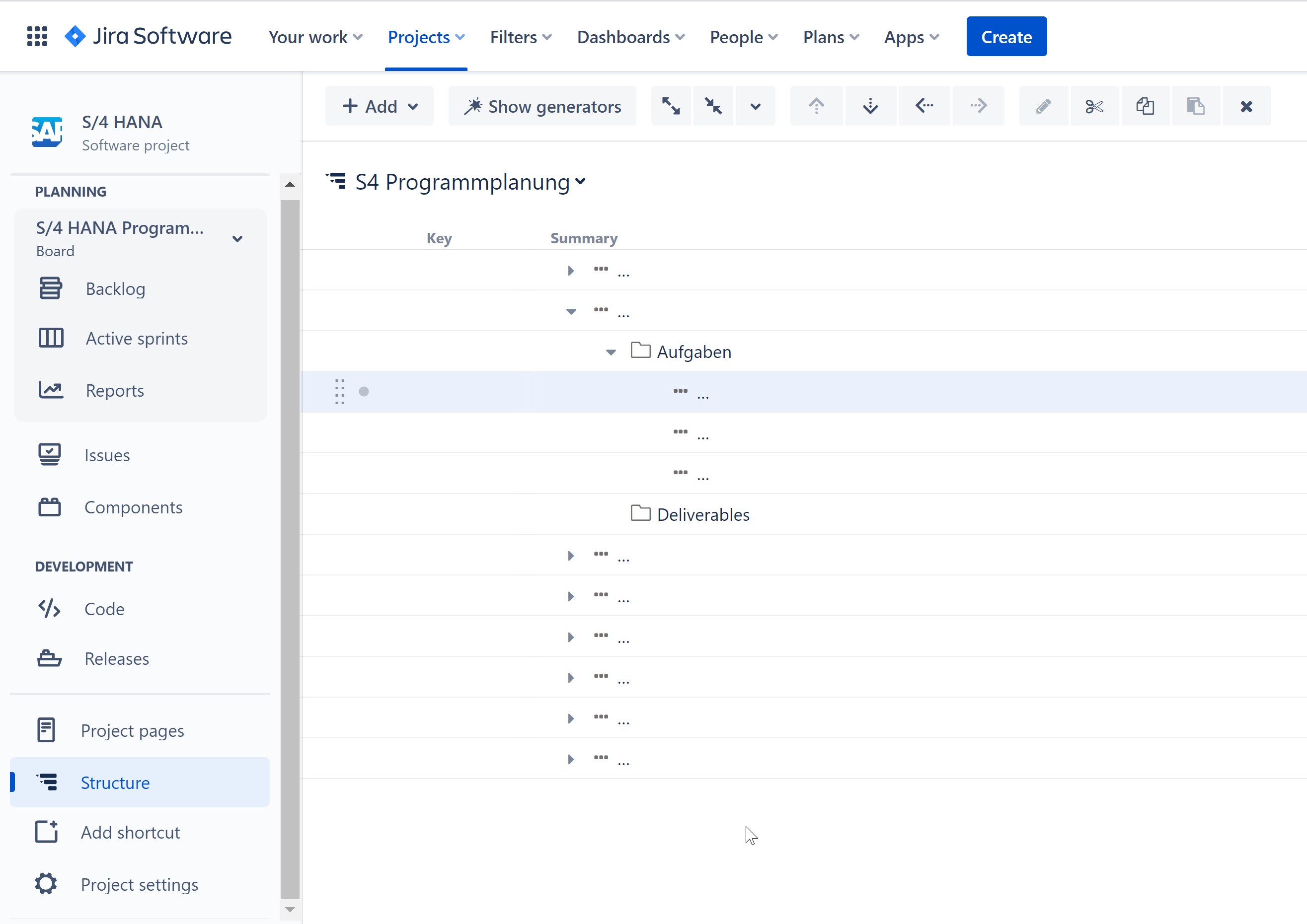 We use the structure addon and only see three dots...