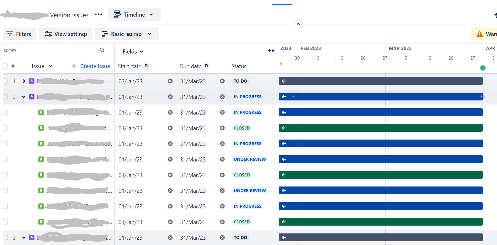 Solved: Child issue start and due dates on Road map, Roadm...