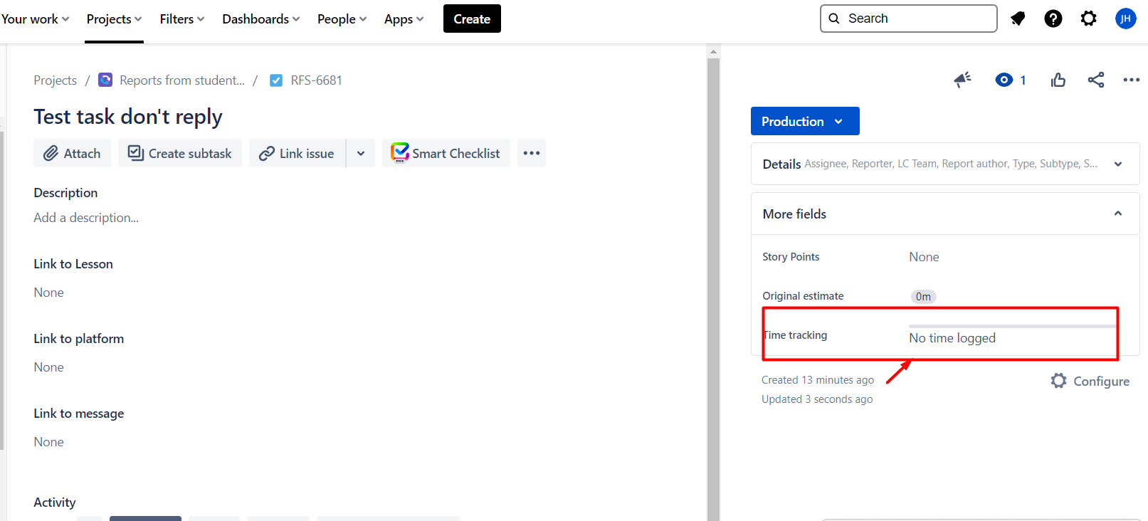 Solved: Log time to "Time Tracking" field with automation