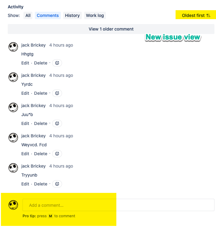 how to improove the 'add comment' workflow