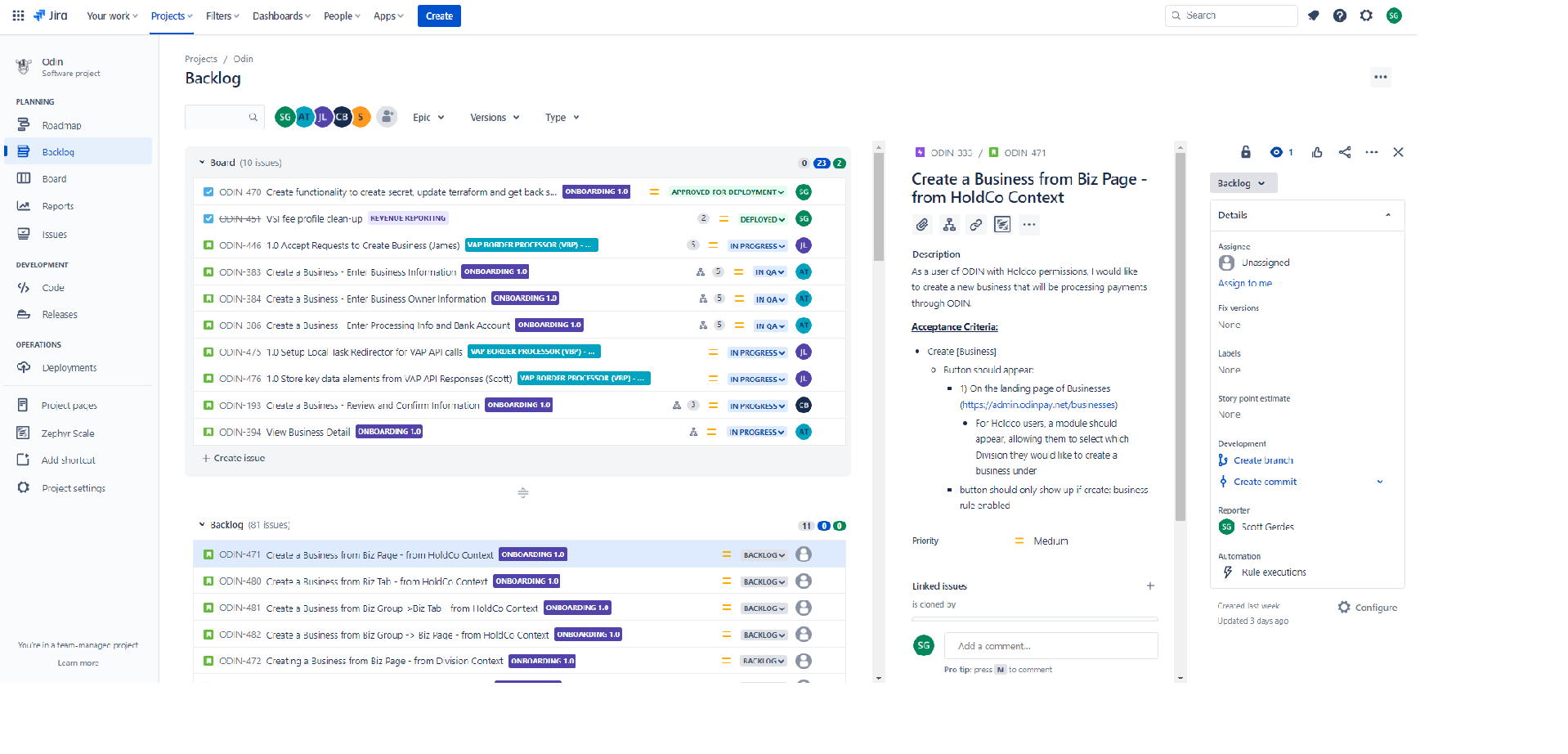 View Issue Layout when on Backlog