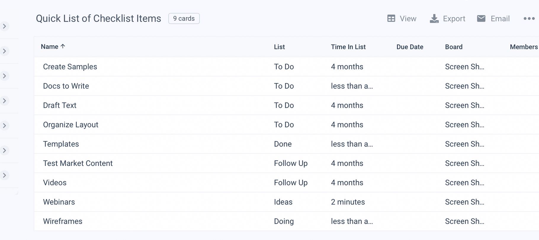 Task Overview not from the card but from the check...