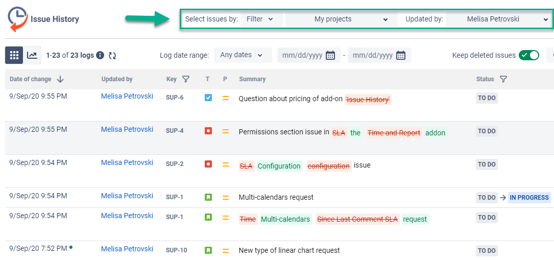 How to get the whole history of changes for 5 proj... - Atlassian Community